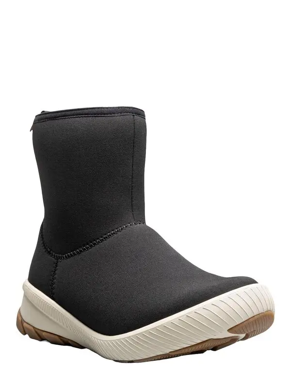 Bogs Mid Calf Bootie With Faux Fur Lining And High-traction Sole - Black