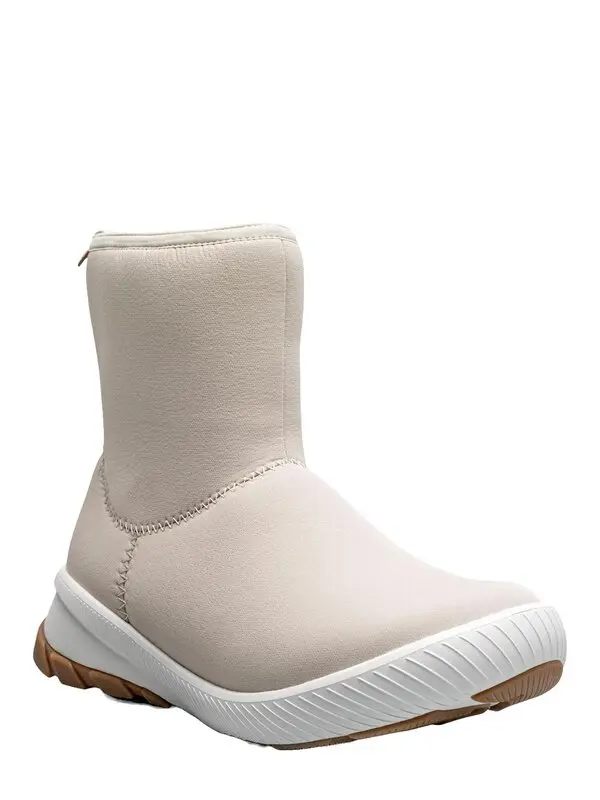 Bogs Mid Calf Bootie With Faux Fur Lining And High-traction Sole - Oatmeal