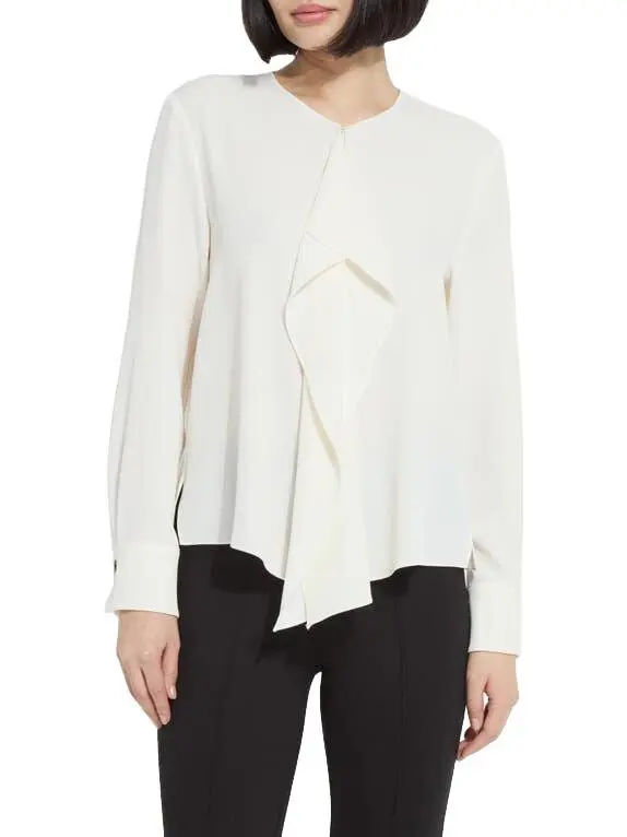 Lyssé Celeste Flounced Blouse - Natural Pearl