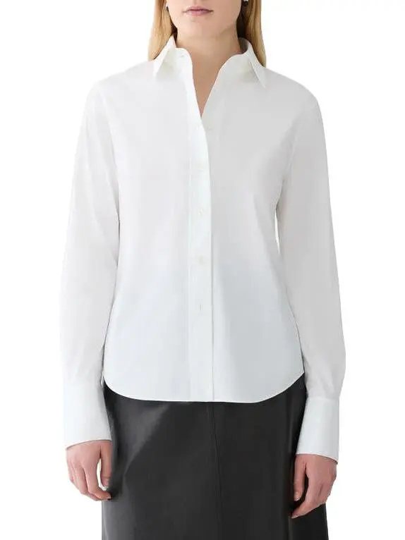 Lafayette 148 New York Fitted Shirt With French Cuffs - White