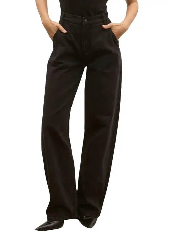 BAYSE Aston Boyfriend Wide Leg Jeans - Backstage Black