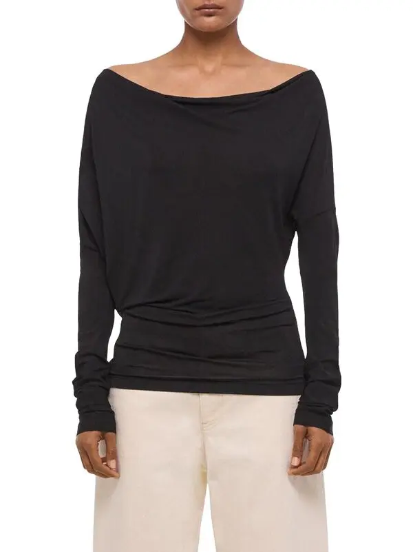 Helmut Lang Long Sleeve Cowl Back Top - Black