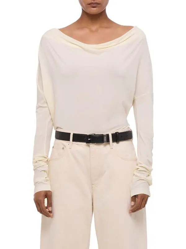 Helmut Lang Long Sleeve Cowl Back Top - Winter White