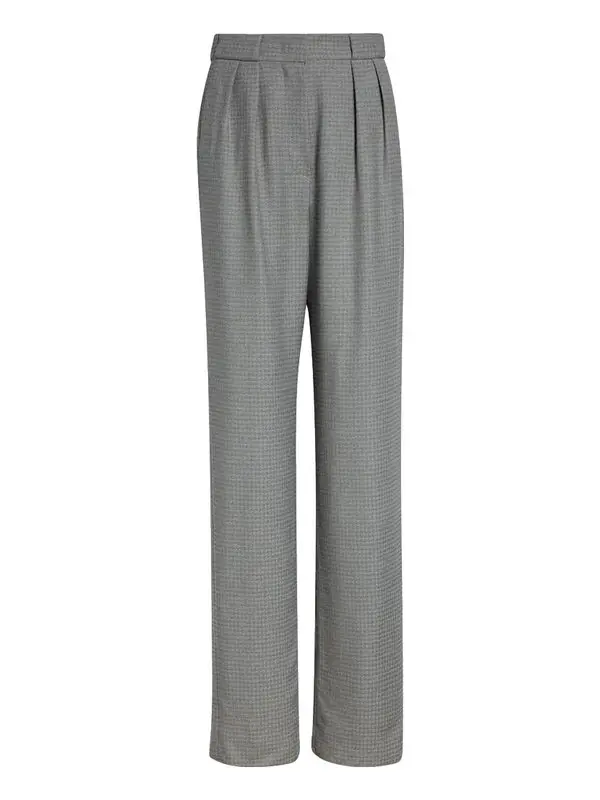 Emporio Armani Pleated Virgin Wool Blend Trousers - Charcoal
