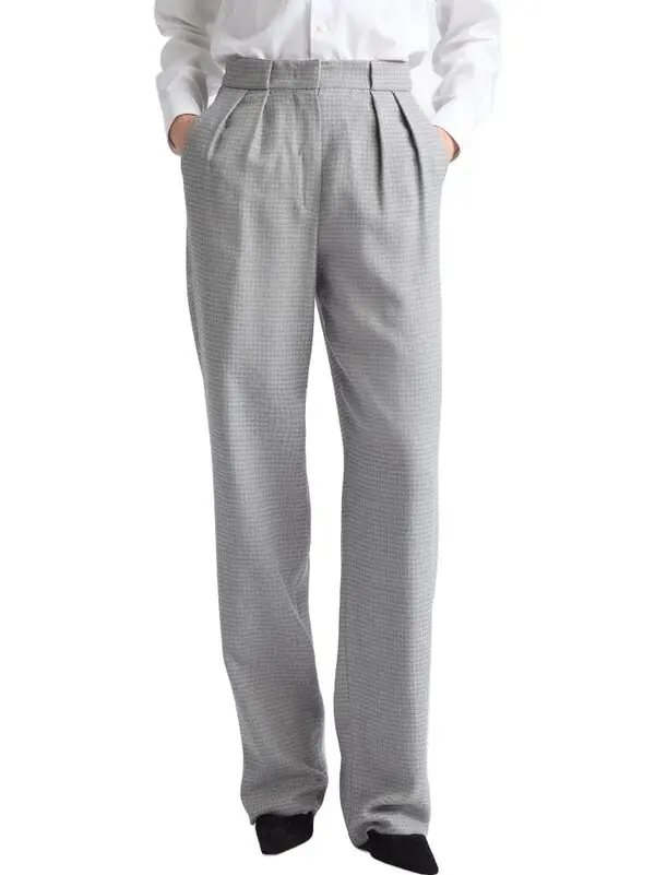 Emporio Armani Pleated Virgin Wool Blend Trousers - Charcoal