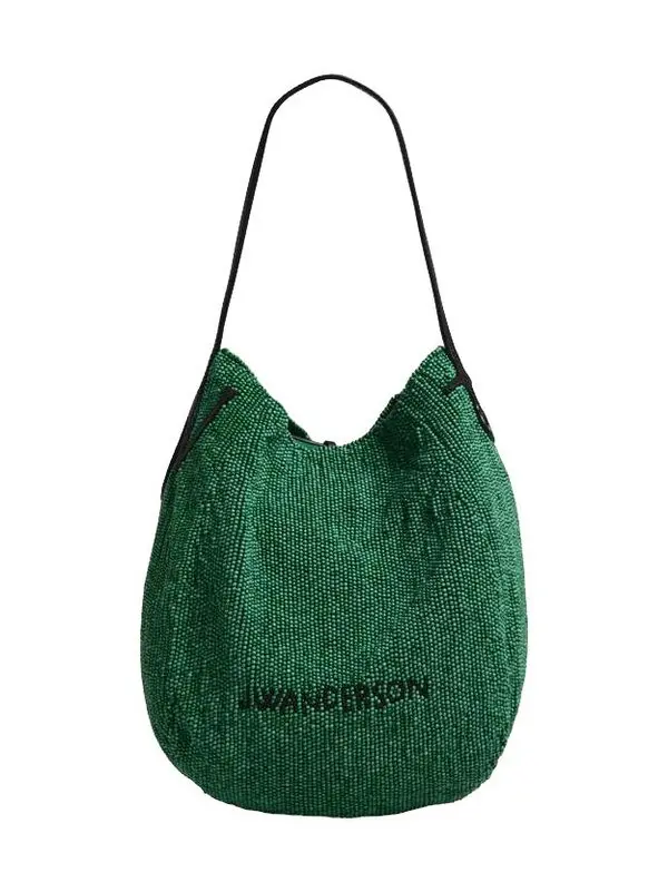 JW Anderson Small Bulb Beaded Leather Hobo Bag - Green