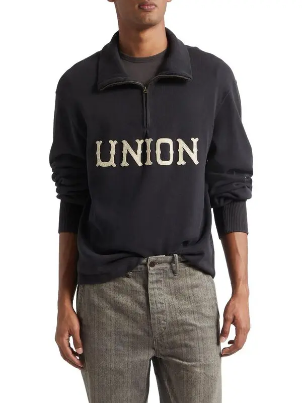 Double Rl Finn Cotton Jersey Half Zip Pullover - Navy/multi