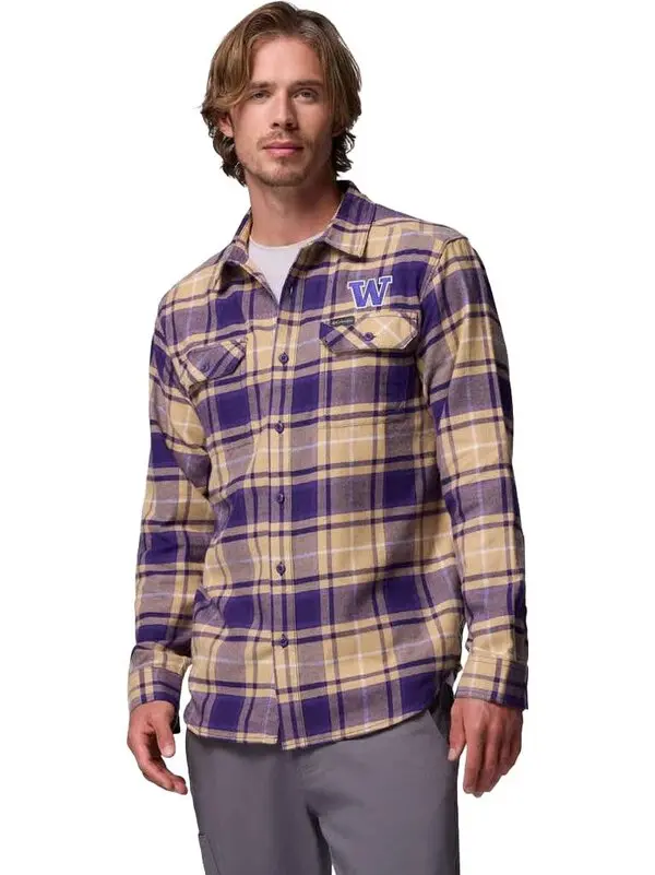 Columbia Washington Huskies Flare Gun Omni-wick Flannel Long Sleeve Button-up Shirt - Purple