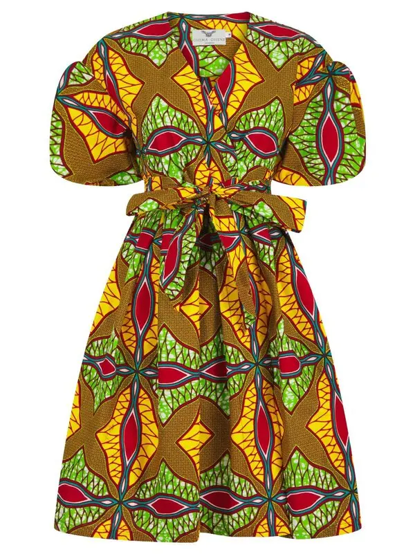 OHEMA OHENE Tabitha African Print Cotton Wrap Dress - Yellow
