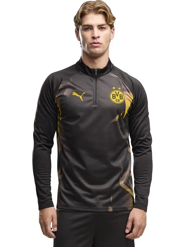 PUMA Borussia Dortmund Warmup Quarter-zip Top - Black