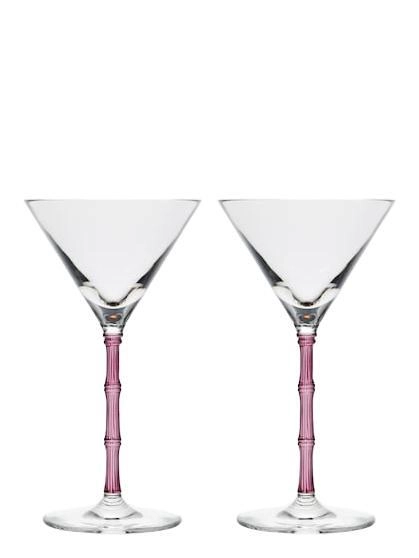 La DoubleJ Bamboo Set Of 2 Martini Glasses - Transparent