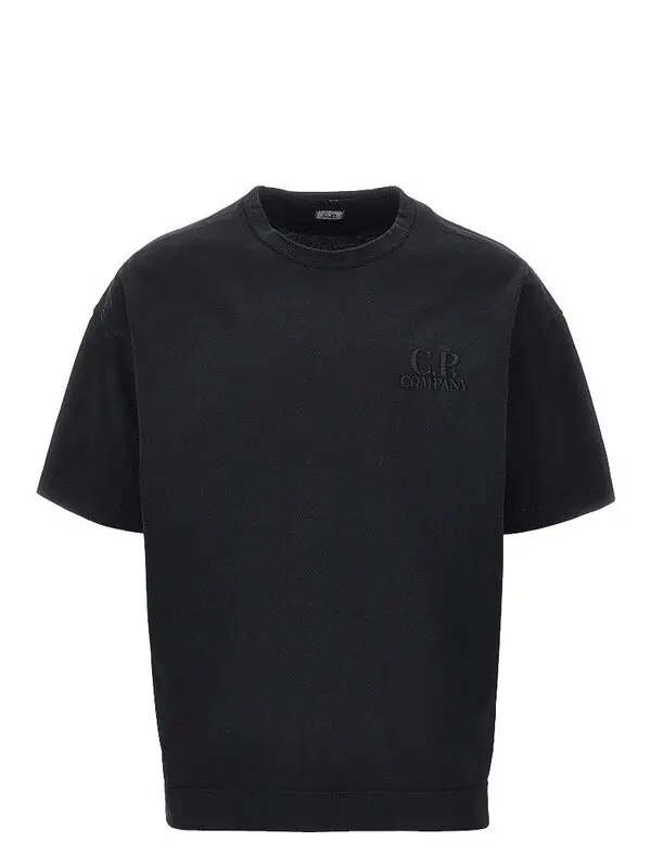 C.P. COMPANY Cotton Jerey T-hirt With Logo Embroidery - Black