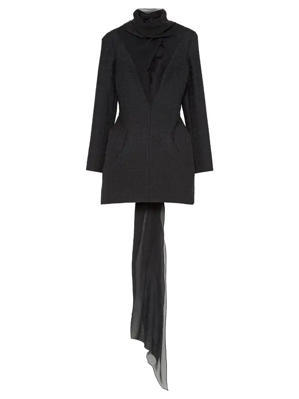 Alexander McQueen Light Tweed Evening Dress - Black