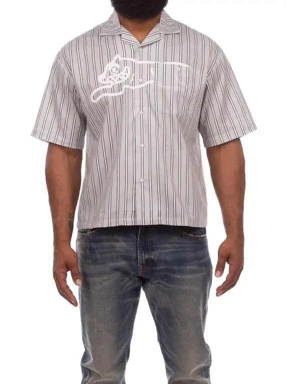 ICECREAM Giant Stripe Cotton Camp Shirt - Microchip