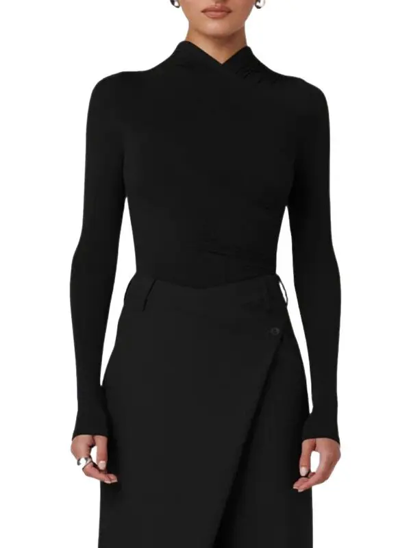 BAYSE Amrita Ruched Long Sleeve Bodysuit - Shadow