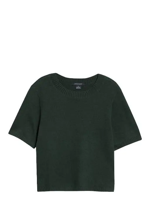 Sanctuary Crewneck Sweater Tee With Short Sleeves - Forest