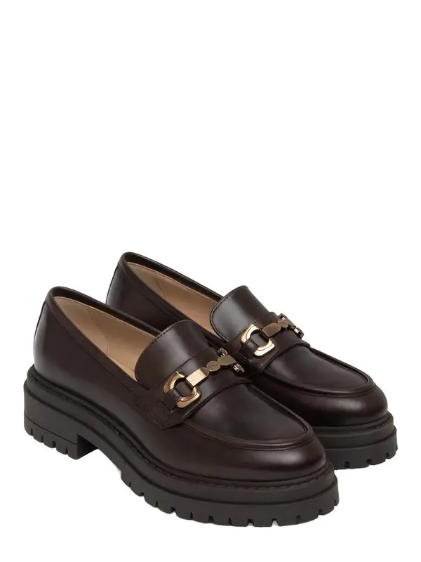 NEROGIARDINI Platform Lug Sole Loafers With Logo Bit Hardware - Chocolate