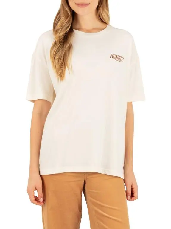Hurley Graphic Print Relaxed Fit T-shirt - Cream