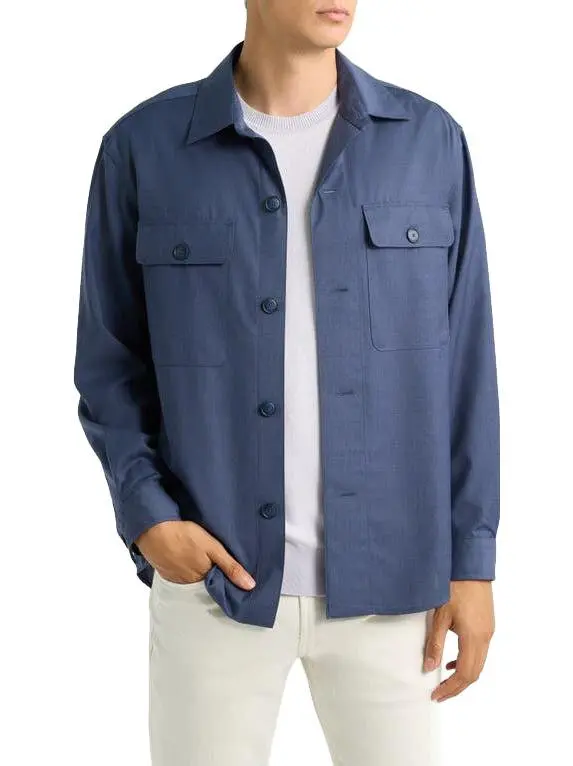 BOSS Carper Virgin Wool Shirt Jacket - Open Blue