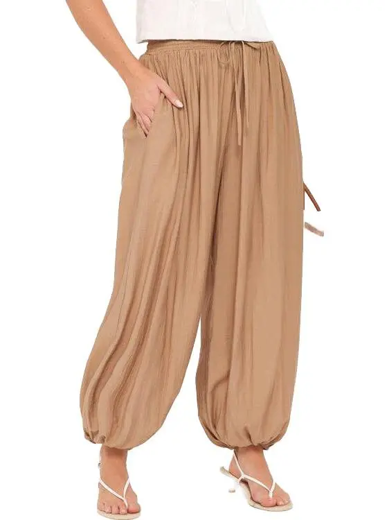 PETAL & PUP Ayvah Balloon Hem Pants - Camel