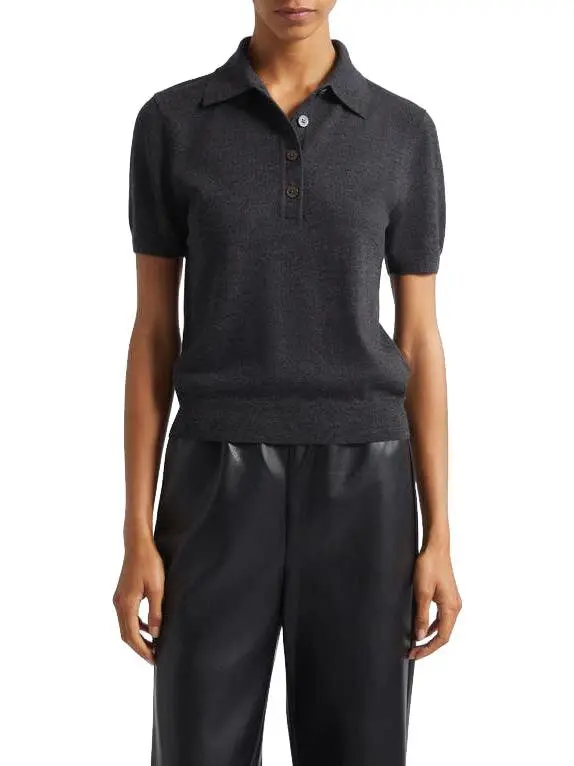 TOCCIN Rue" Wool Short Sleeve Polo - Shadow