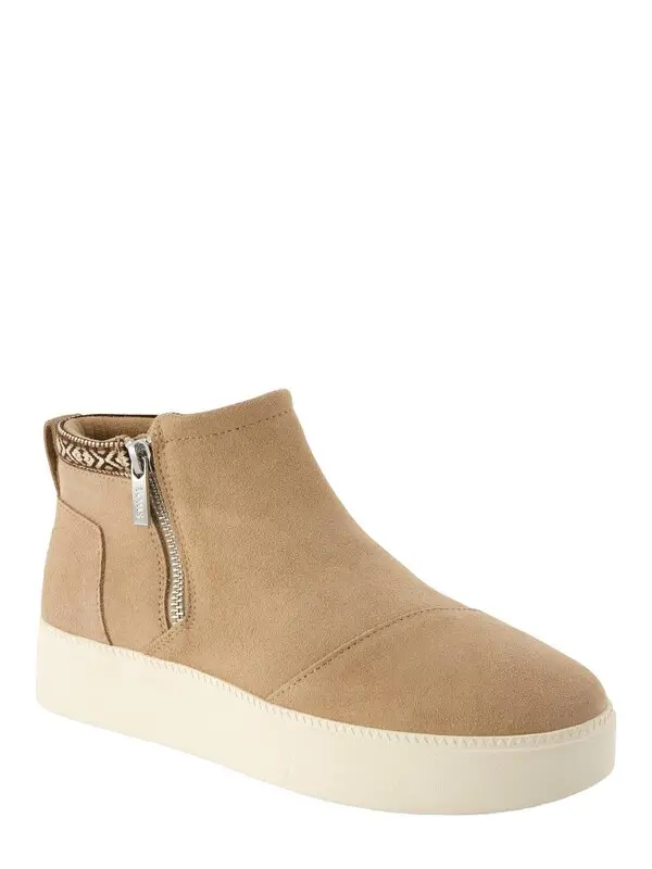 Toms Percy Suede Zip-up Platform Bootie - Medium Beige