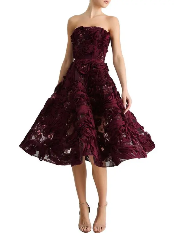 HELSI Florence Strapless Cocktail Dress - Merlot
