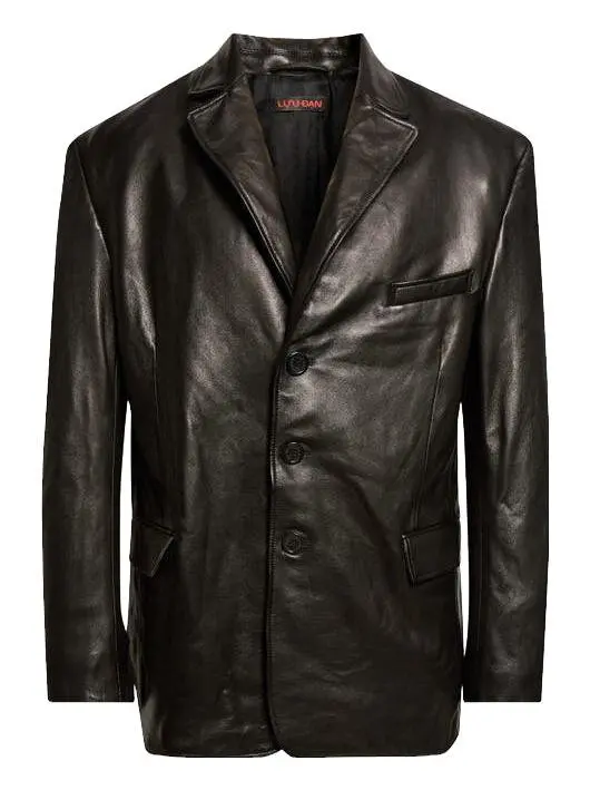 LU'U DAN Leather Blazer - Black
