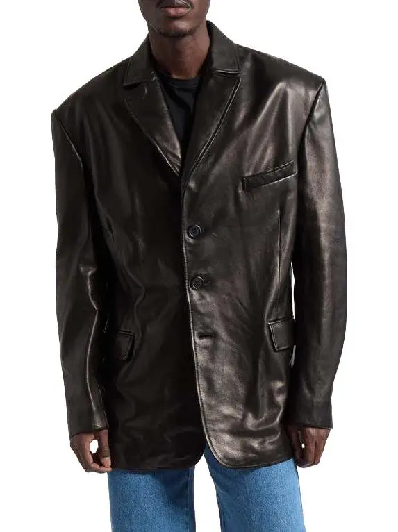 LU'U DAN Leather Blazer - Black