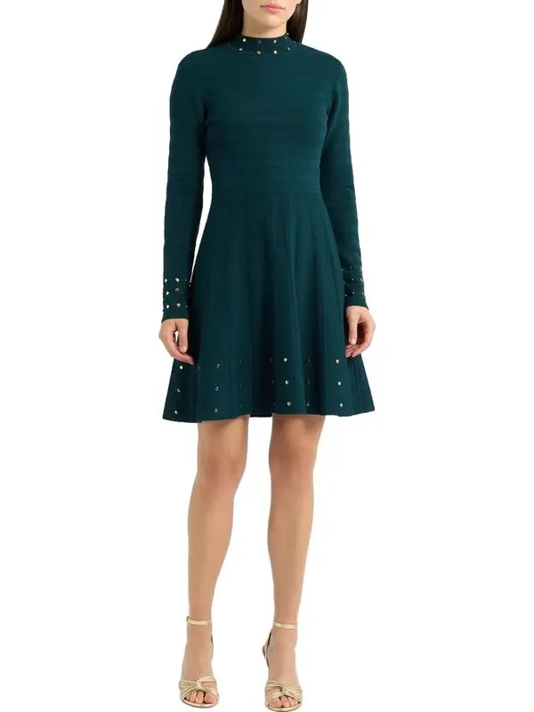 Vince Camuto Stud Ottoman Long Sleeve Sweater Dress - Hun