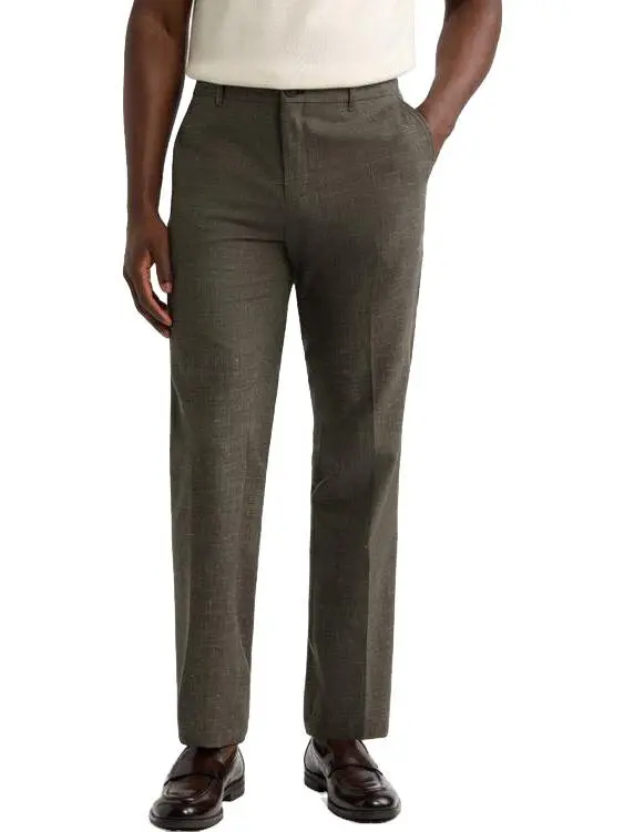 BOSS Slim Fit Wool And Linen Trousers - Medium Green