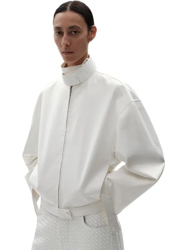 Bottega Veneta Papery Leather Blouson - White