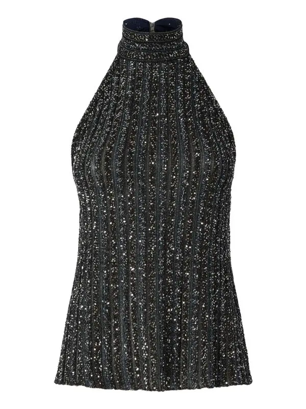 Missoni Halterneck Sequin Embellished Knit Top - Multicoloured