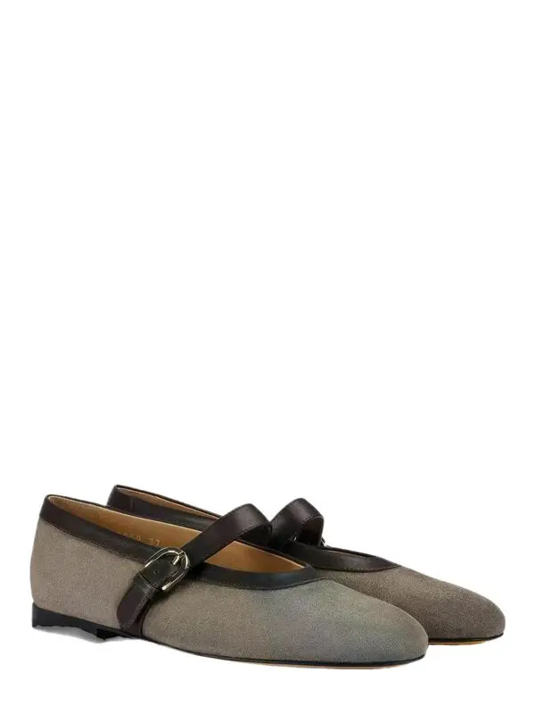 DOUCAL'S Suede Ballet Flats With Buckle Fastening - Grey