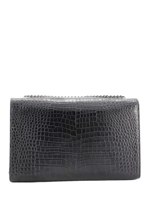 Saint Laurent Classic Monogram Tassel Crocodile Embossed Leather Medium Crossbody Bag - Black