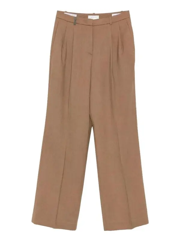 Peserico Pleated Straight-leg Trousers - Brown