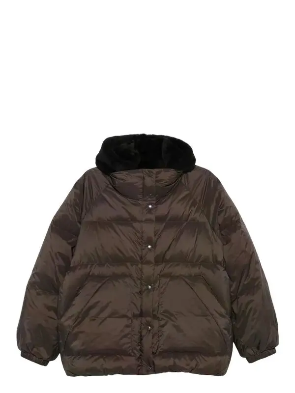 YVES SALOMON Quilted Hooded Jacket - Brown
