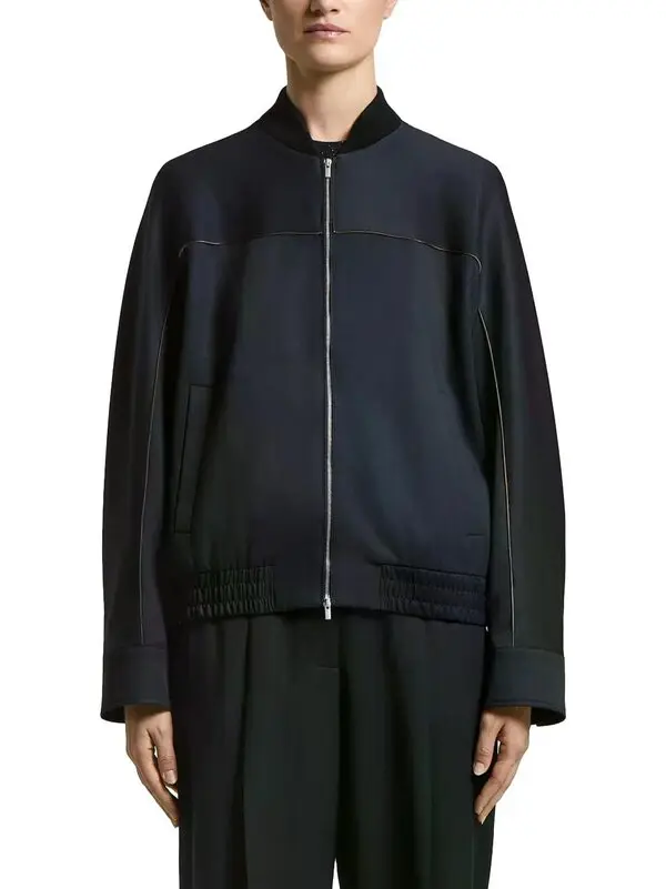 Peserico Piped-trim Zip-up Bomber Jacket - Blue
