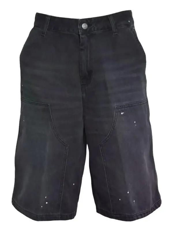 Carhartt Work In Progress Nixon Double-knee Denim Shorts With Paint Accents - Black