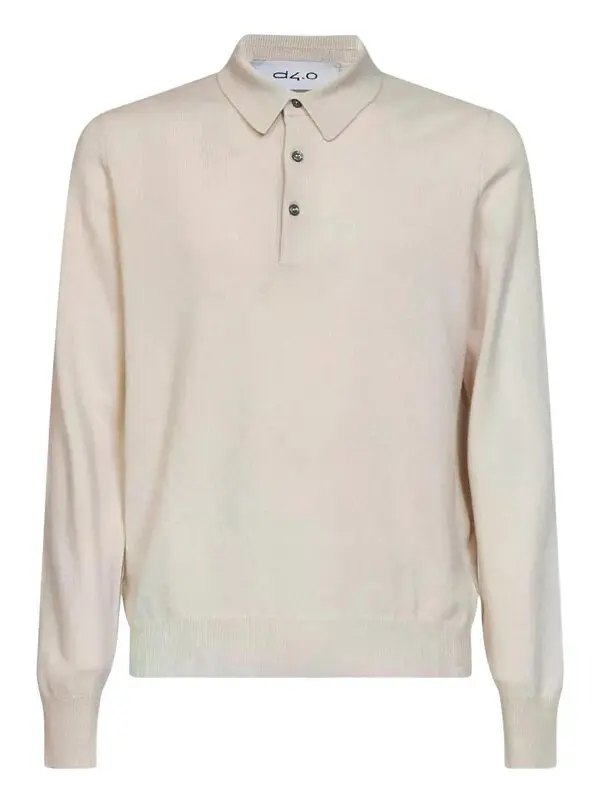 D4.0 Long-sleeve Knitted Polo Shirt - Neutrals
