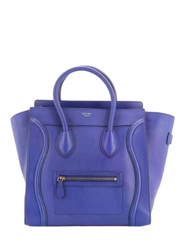 Celine Luggage Bag Grainy Leather Mini Tote Bag - Blue