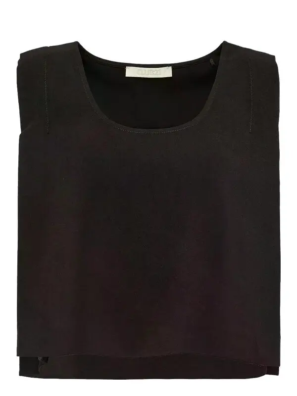 CLUB21 Crepe Top With Shoulder Pads - Black