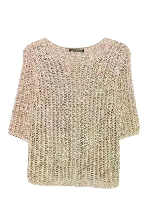 BETTY BARCLAY Open-knit Sequin-embellished Top - Neutrals