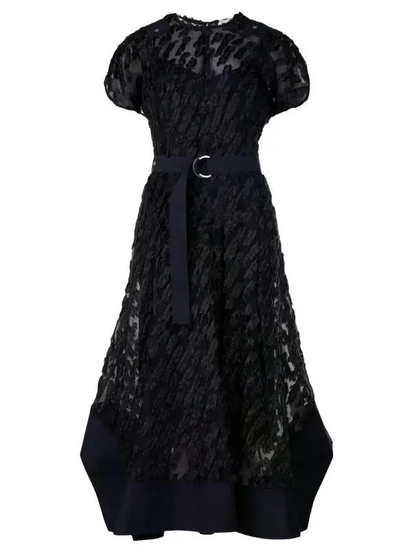 3.1 Phillip Lim Belted Textured-finish Midi Dress - Black