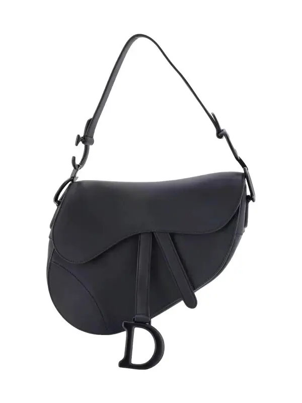 Dior Ultra Matte Saddle Handbag Leather Medium Shoulder Bag - Black