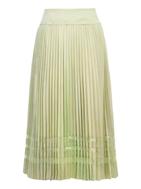 3.1 Phillip Lim Pleated Midi Skirt With Lace Inserts - Green