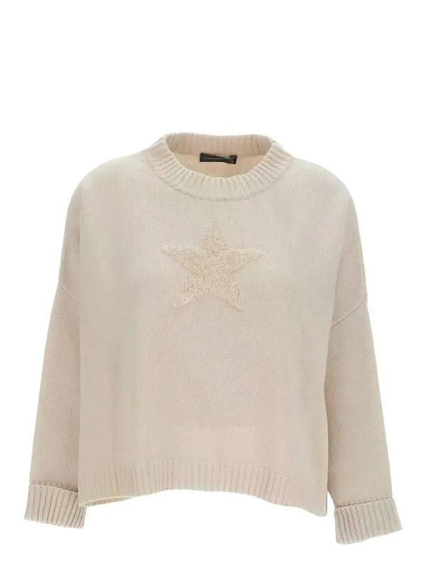 Lorena Antoniazzi Star Intarsia Crew Neck Sweater - Neutrals