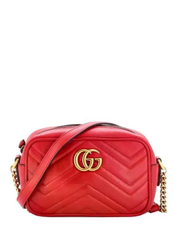 Gucci Gg Marmont Shoulder Bag Matelasse Leather Mini Crossbody Bag - Red
