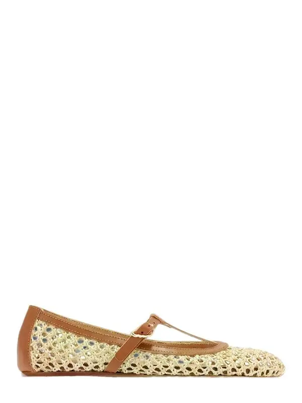 ANCIENT GREEK SANDALS Aerati Woven T-bar Ballet Flats - Neutrals