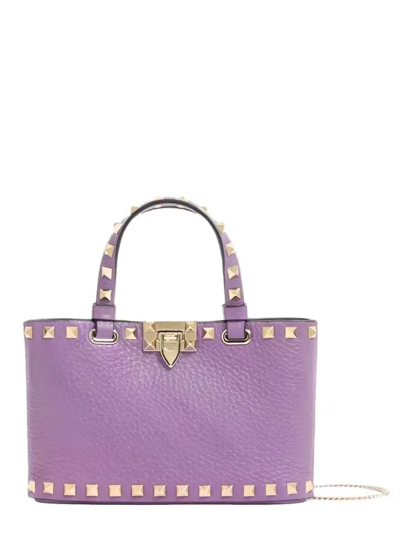 Valentino Garavani Rockstud Leather Tote Bag - Purple